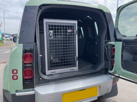 K9/C58 Land Rover Defender 110 Car Dog Crate | TransK9 Cages